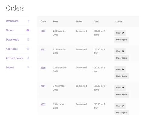 Woocommerce Order Again From My Account View Orders Endpoint Ecommerce Hints