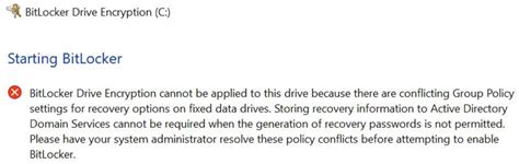 Intune Windows 10 Unable To Turn On Bitlocker With Conflicting Group Policy Error