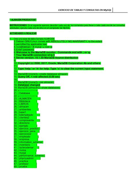 Ejercicio De Tablas Y Consultas En Mysql Pdf Memoria De Sólo Lectura Memoria Usb