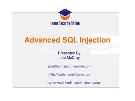 Ppt Advanced Sql Injection Powerpoint Presentation Free Download