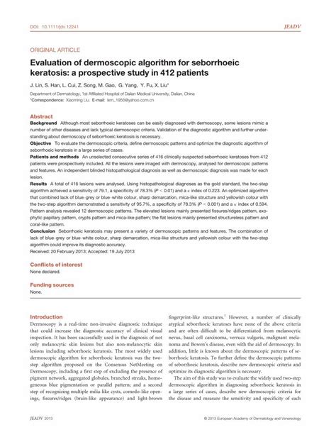Pdf Evaluation Of Dermoscopic Algorithm For Seborrhoeic Keratosis A