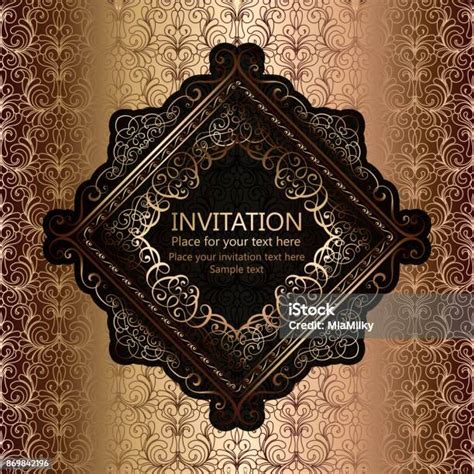 붓글씨 럭셔리 골드 Flourishes 및 빈티지 프레임 빅토리아 배너 배경 장식 초대 카드 바로크 스타일 패션 패턴 디자인