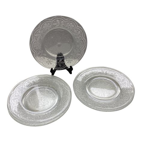 Vintage Cut Glass Saladdessert Plates Set Of 5 Chairish