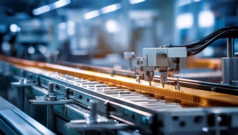 Manufacturing Assembly Line In Operation Representing Industrial