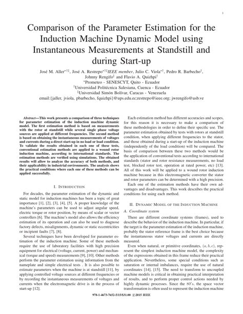 pdf comparison of the parameter estimation for the induction machine
