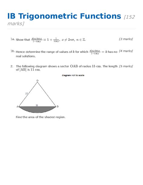 月 日前 IB Trigonometric Functions IB Trigonometric Functions marks a Show that sinxtanx