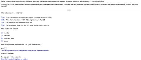 1devise The Exponential Growth Function That Fits The Given Course Hero