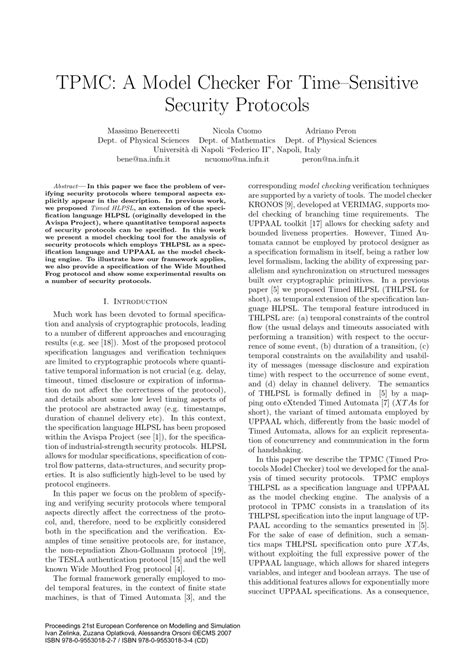 Pdf Tpmc A Model Checker For Timesensitive Security Protocols
