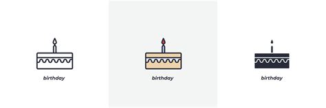 Birthday Icon Line Solid And Filled Outline Colorful Version Outline And Filled Vector Sign