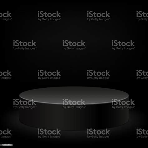 받침대가 있는 3d 추상 스튜디오 어두운 배경을 가진 검은 기하학적 플랫폼 제품 데모 쇼케이스 를위한 무대 벡터 검은색에 대한 스톡 벡터 아트 및 기타 이미지 Istock