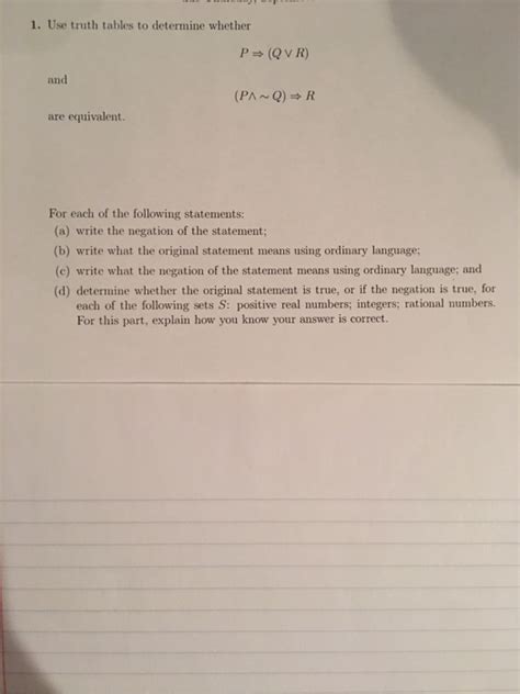 solved use truth tables to determine whether p rightarrow