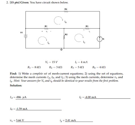 Solved 2 15 Pts Given You Have Circuit Shown Below