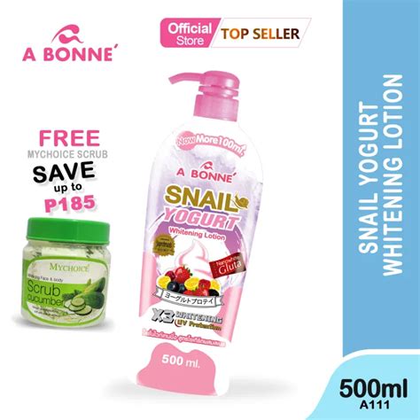 A111 W Free Mc Scrub A Bonne Snail Yogurt Whitening Lotion Pump