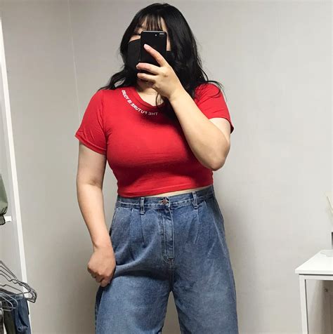 ~88 빅사이즈크롭 통통녀추천 빅사이즈 슬림핏 유어스 크롭 반팔티 에이블리