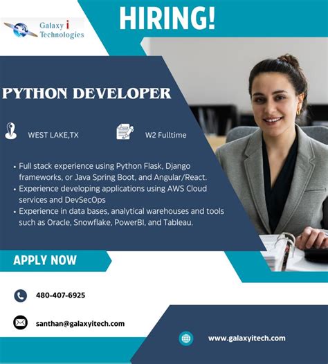 Galaxy I Technologies Is Looking For Python Developer In West Laketx Galaxy I Technologies Inc