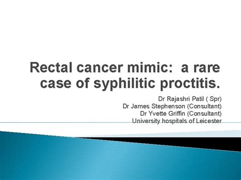Rectal Cancer Mimic A Rare Case Of Syphilitic