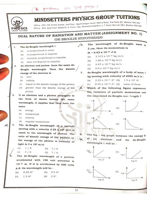 Dual Nature Assignments 12and3 Handwritten Solution Pdf