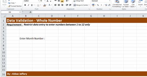 Excel In XL Data Validation Basics