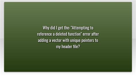 Why Did I Get The Attempting To Reference A Deleted Function Error After Adding A Vector With