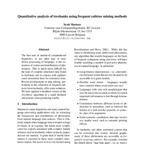 Quantitative Analysis Of Treebanks Using Frequent Subtree Mining Methods Acl Anthology