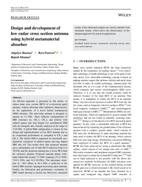 Pdf Design And Development Of Low Radar Cross Section Antenna Using Hybrid Metamaterial Absorber