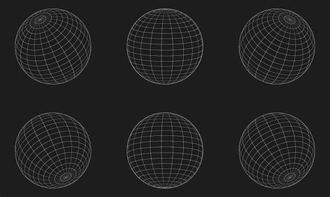 Premium Vector 3d Wireframe Sphere Collection Globe Or Ball In Circle Net Wire Retro