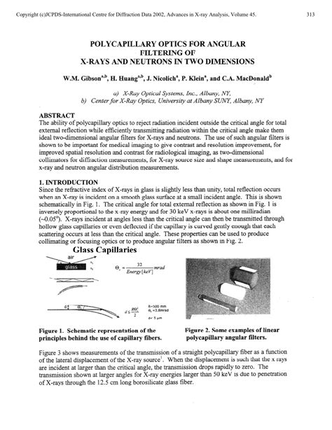 Pdf Polycapillary Optics For Angular Filtering Of X Rays And Neutrons In Two Dimensions