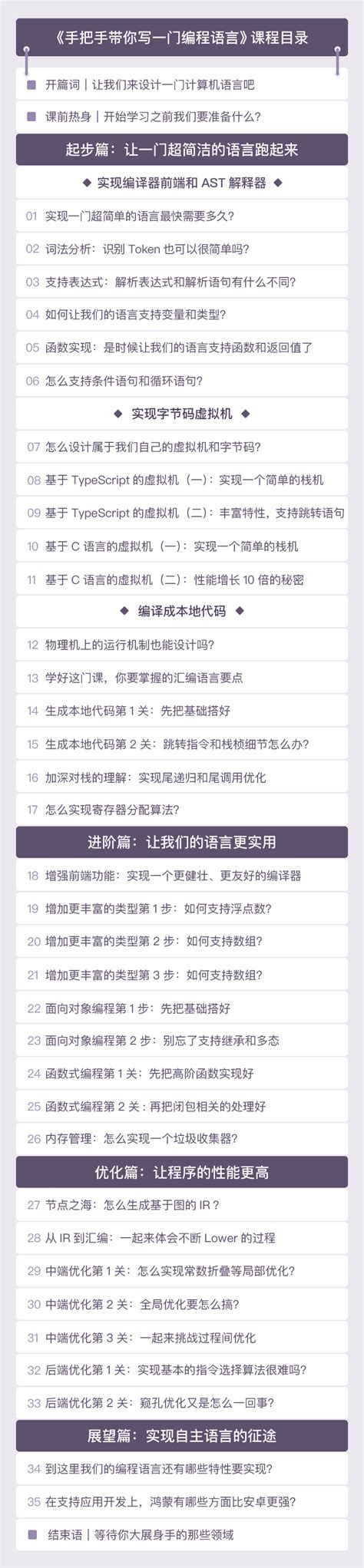 手把手带你写一门编程语言编程语言手把手编译原理编译技术运行时汇编语言宫文学后端虚拟机字节码tstypescript