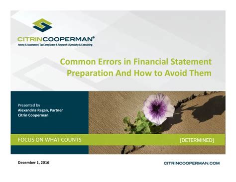[ppt] Common Errors In Financial Statement Preparation And How To