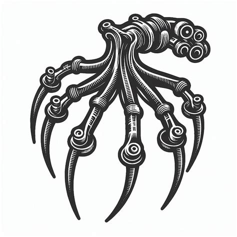 Octopod External Fixator Silhouette Line Art Vector Illustration On