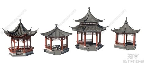 中式亭子3d模型下载【id1146153419】知末3d模型网