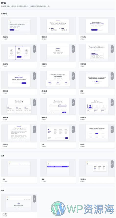 tailwind ui 功能组件齐全且精美html react vue模版套件 wordpress资源海