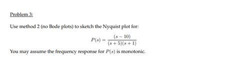 Solved Problem Use Method No Bode Plots To Sketch The Chegg
