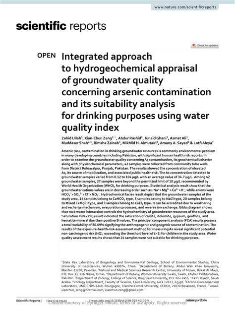 Pdf Integrated Approach To Hydrogeochemical Appraisal Of Groundwater Quality Concerning