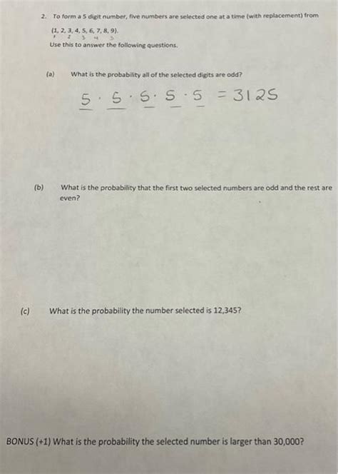Solved 2 To Form A 5 Digit Number Five Numbers Are Chegg Com