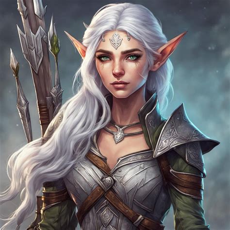 Female Elf Archer With Silver Hair By Darththeo On Deviantart