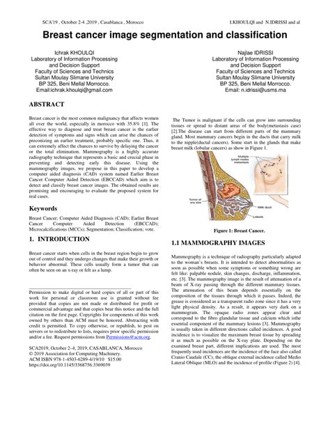 Pdf Breast Cancer Image Segmentation And Classification