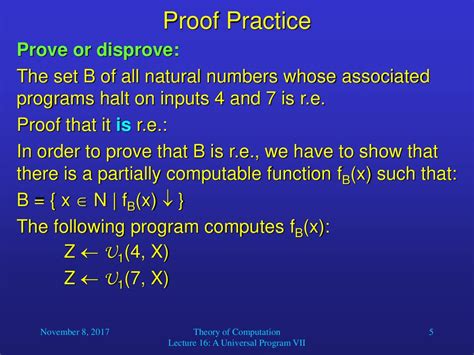 Theory Of Computation Lecture 16 A Universal Program Vii Ppt Download