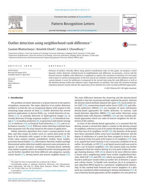 Pdf Outlier Detection Using Neighborhood Rank Difference