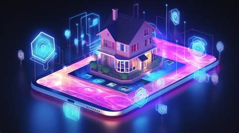 Premium AI Image Concept Development Abstract Smart Home System Mobile Phone Application