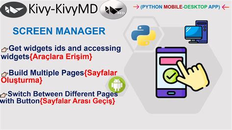 kivyandkivymd screen manager {sayfa ve araçlar yöneticisi} python kivymd youtube