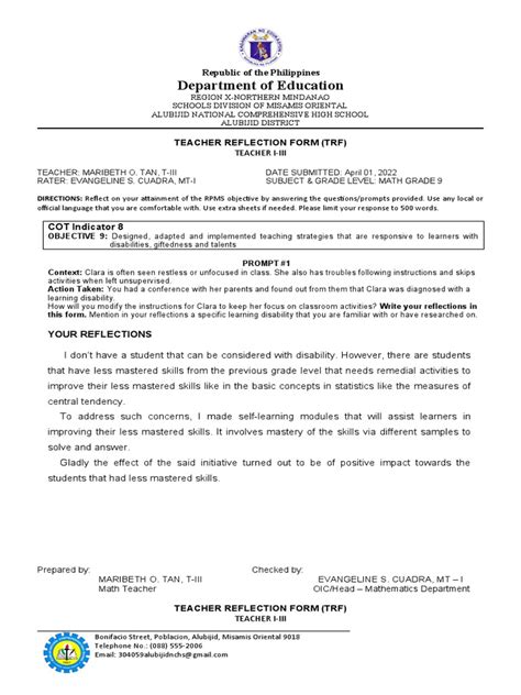 Reflection And Annotations Rey Cot2 Pdf Intellectual Tedness