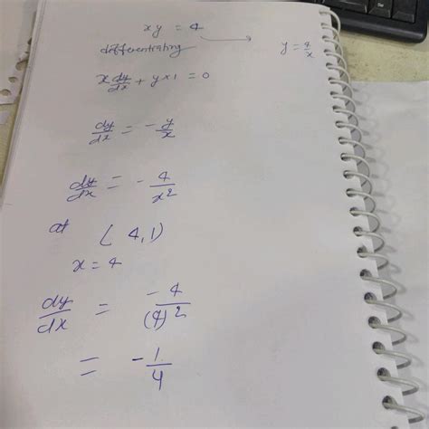 Question 73 If Normal Point 4 1 Of The Curve Xy 4 Intersects The