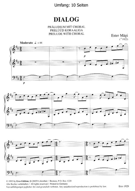 Dialog Orgel de Ester Mägi Partitions pour orgue