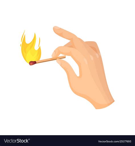 Lit Match In Hand On White Royalty Free Vector Image