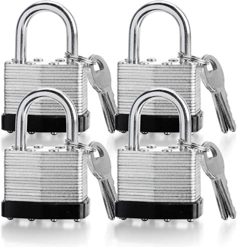4 Pack Keyed Alike Padlocks 40mm High Security Heavy Duty With Keys