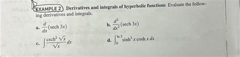 Solved Example 2 Derivatives And Integrals Of Hyperbolic