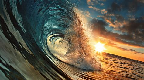 Ocean Waves Sunset Ocean Waves Shore Sunset Wallpaper Wall Mural