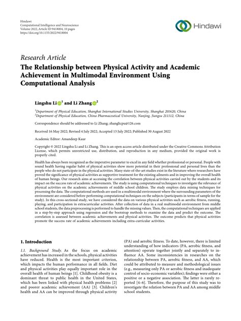 Pdf The Relationship Between Physical Activity And Academic Achievement In Multimodal