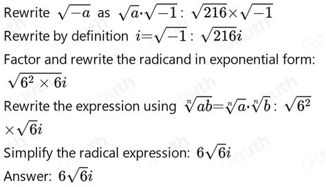 solved write sqrt 216 in simplest radical form [algebra]